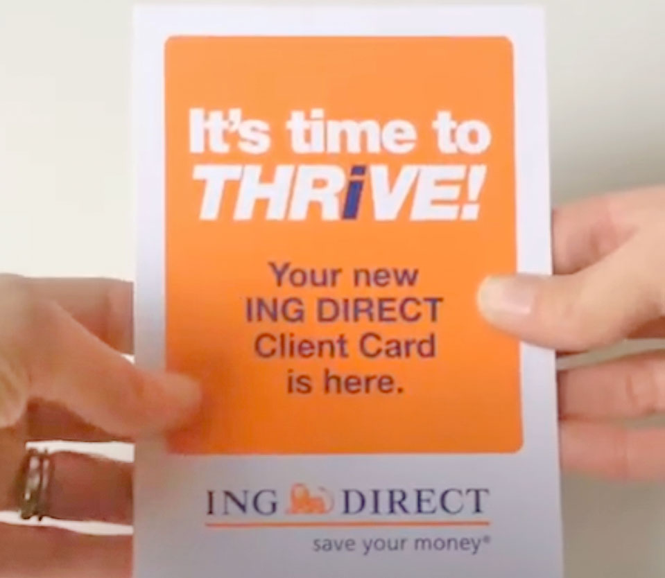 ING Direct Slide Reveal Client Card Holder - Information Packaging